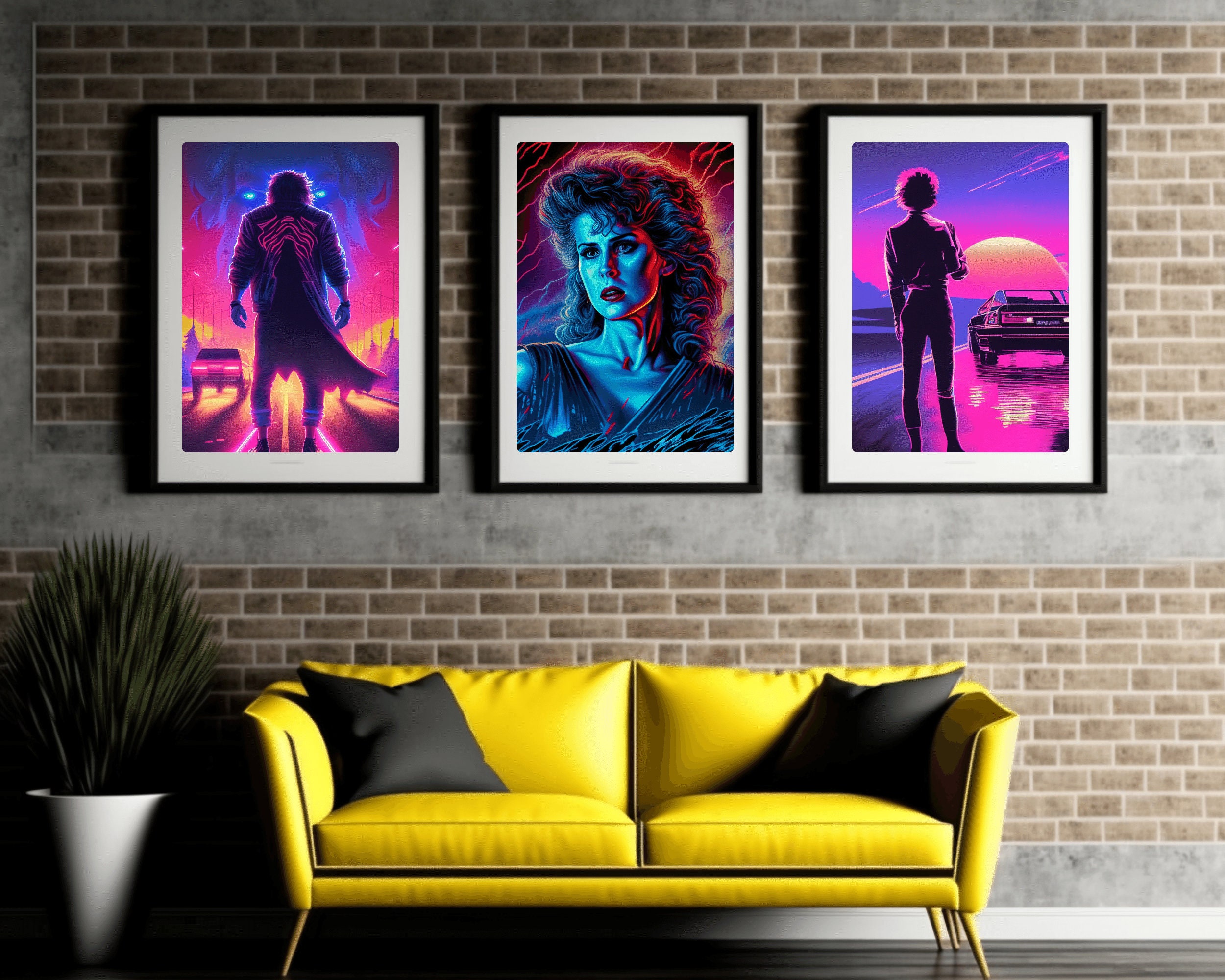 9 80s Synthwave Digital Wall Art, Printable Poster Home Decor, Neon ...