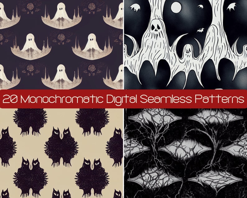 20 Monochromatic Gothic Seamless Pattern Tiles Digital - Etsy