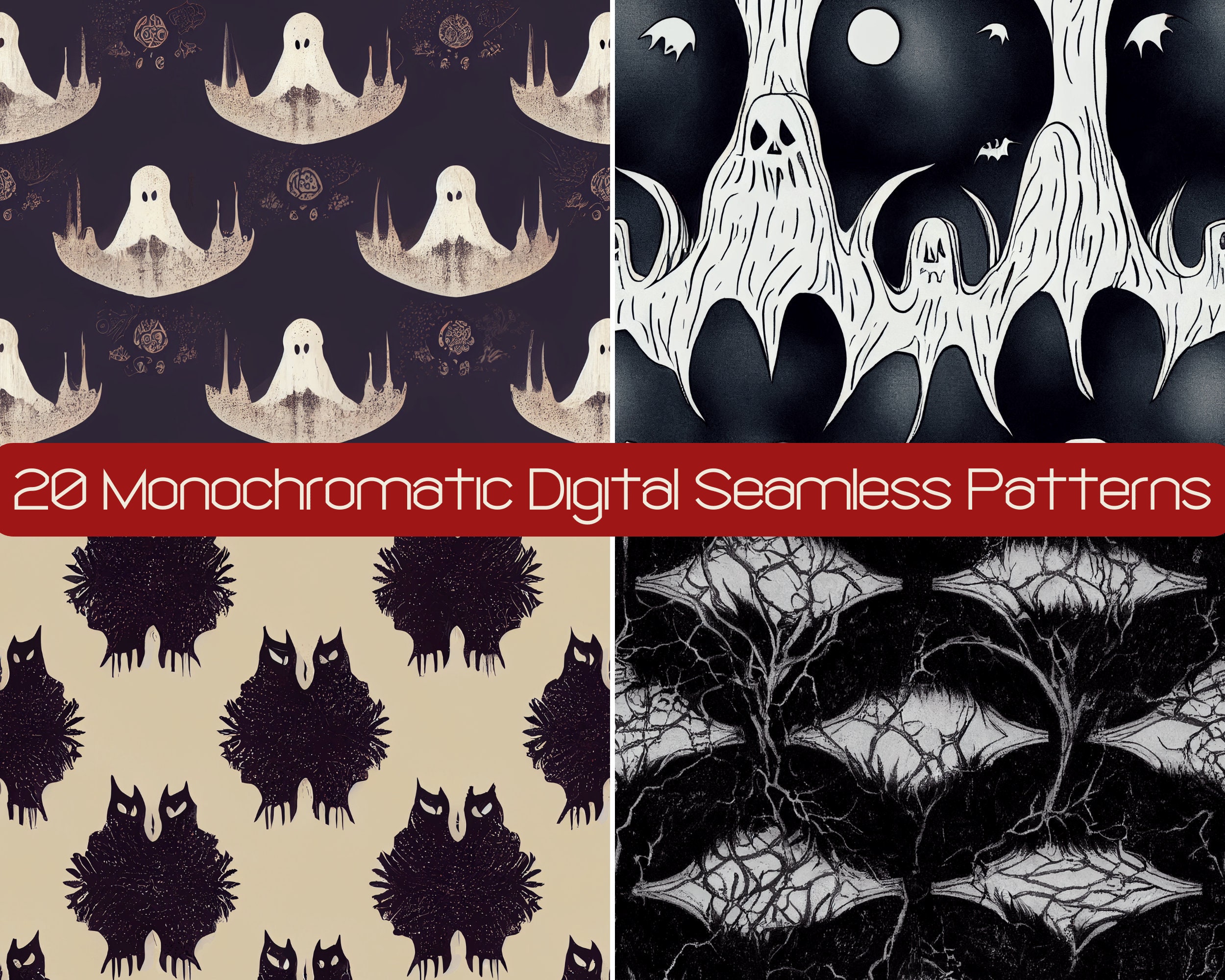 20 Monochromatic Gothic Seamless Pattern Tiles Digital - Etsy