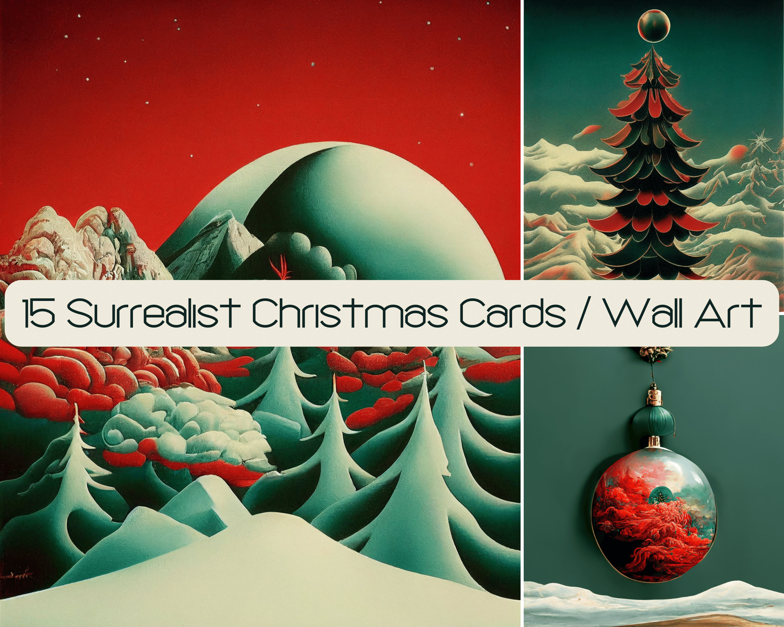 15 Surrealist Christmas Art Print SVG, Commercial Use License ...