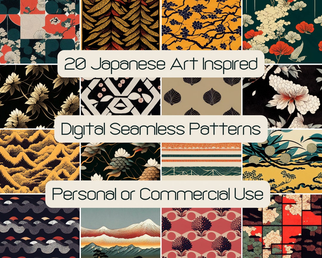 20 Traditional Japanese Art Style Wallpaper Pattern, Digital Scrapbook ...