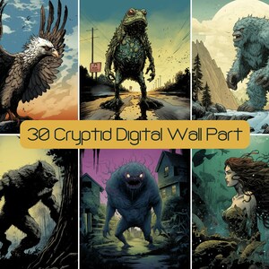 30 Cryptid Digital Wall Art, Printable Greeting Card, Cryptidcore ...
