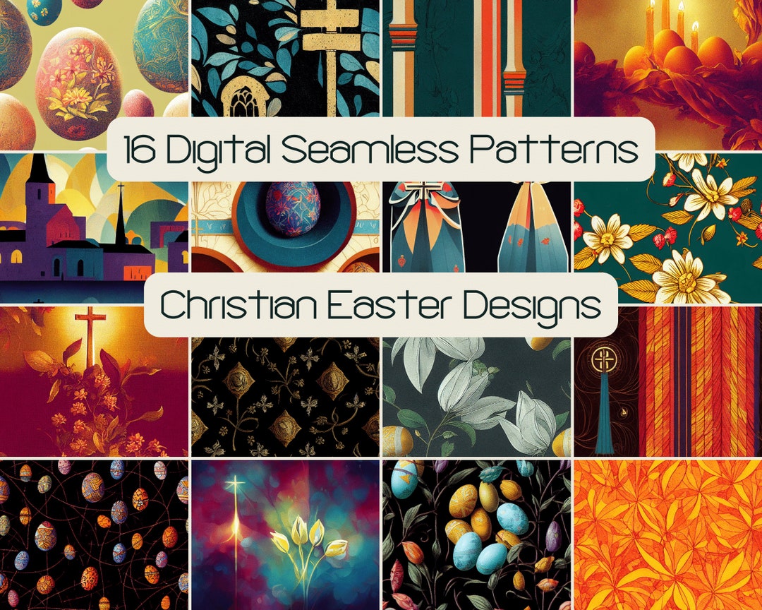 16 Christian Easter Seamless Patterns, Digital Scrapbook Paper Pack ...