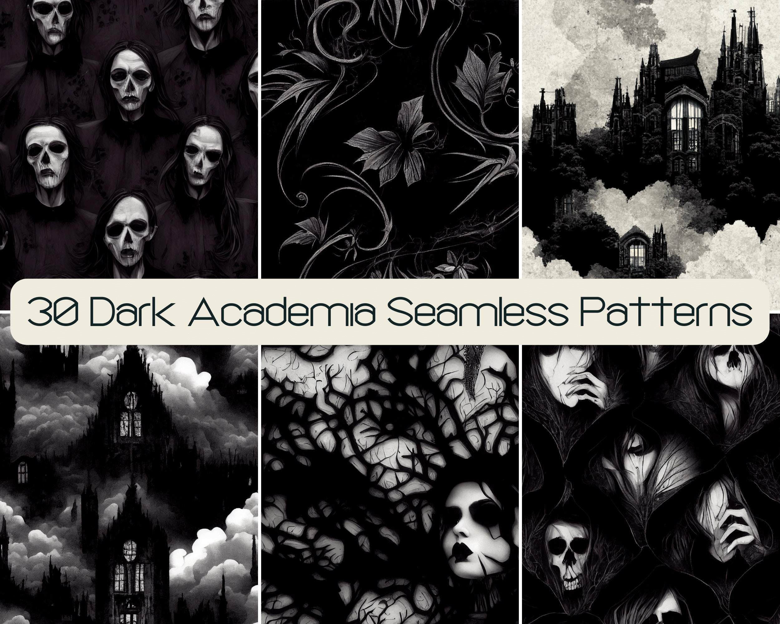 30 Dark Academia Art Patterns Digital Scrapbook Paper Pack - Etsy