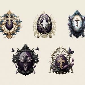 25 Gothic Easter SVG & JPG, Digital Download, Goth Clip Art Stickers ...