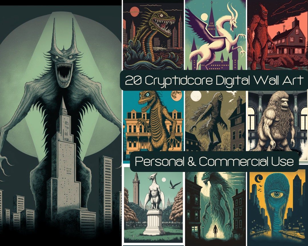 20 Cryptidcore Digital Wall Art, Printable Greeting Cards, Lovecraft ...