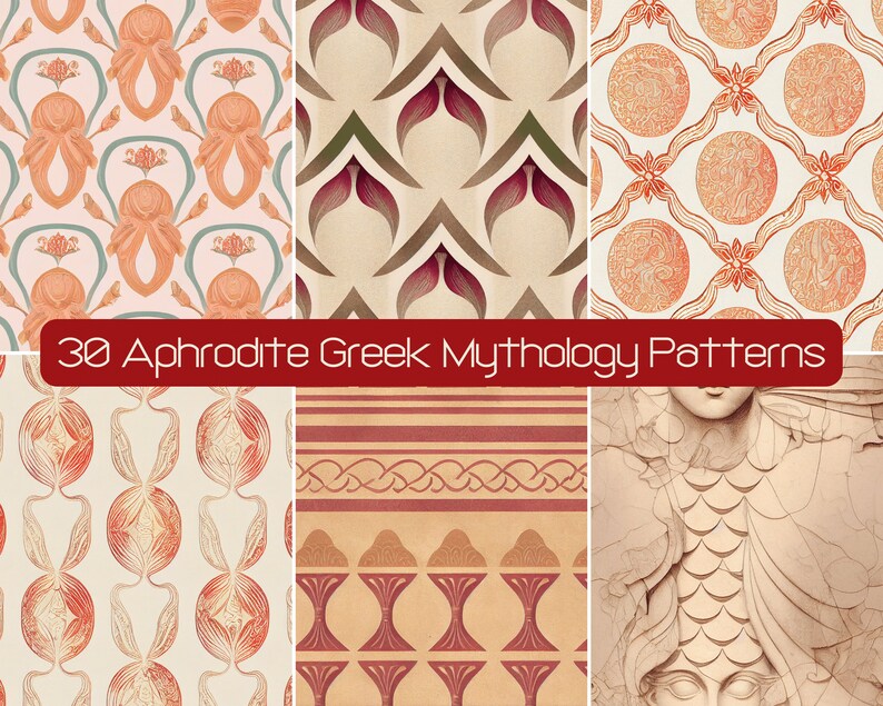 30 Aphrodite Aesthetic Patterns, Digital Scrapbook Paper Pack, Greek ...