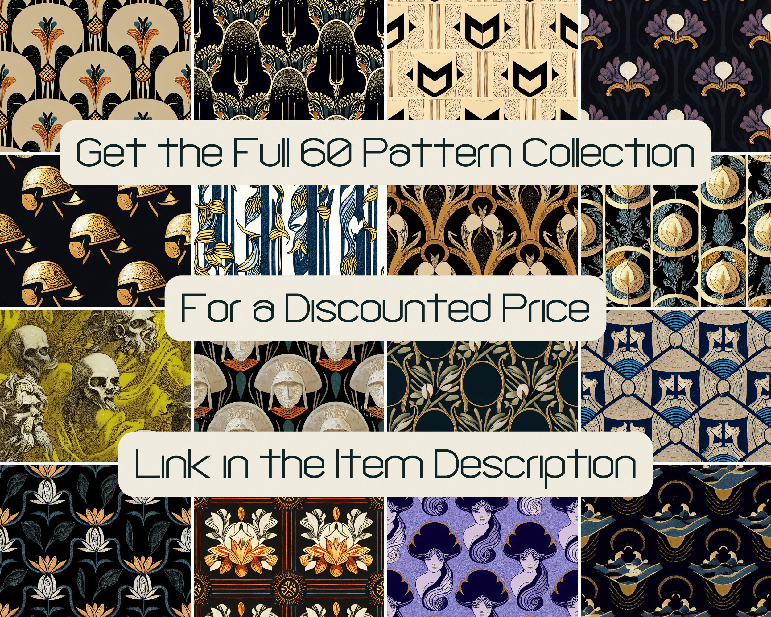 Art Nouveau Odyssey Pattern, Digital Scrapbook Paper Pack, Greek ...