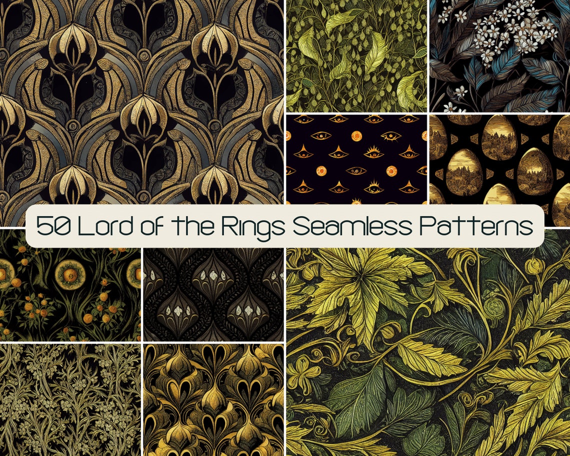 50 Lord of the Ring Seamless Pattern, Digital Scrapbook Paper Pack ...