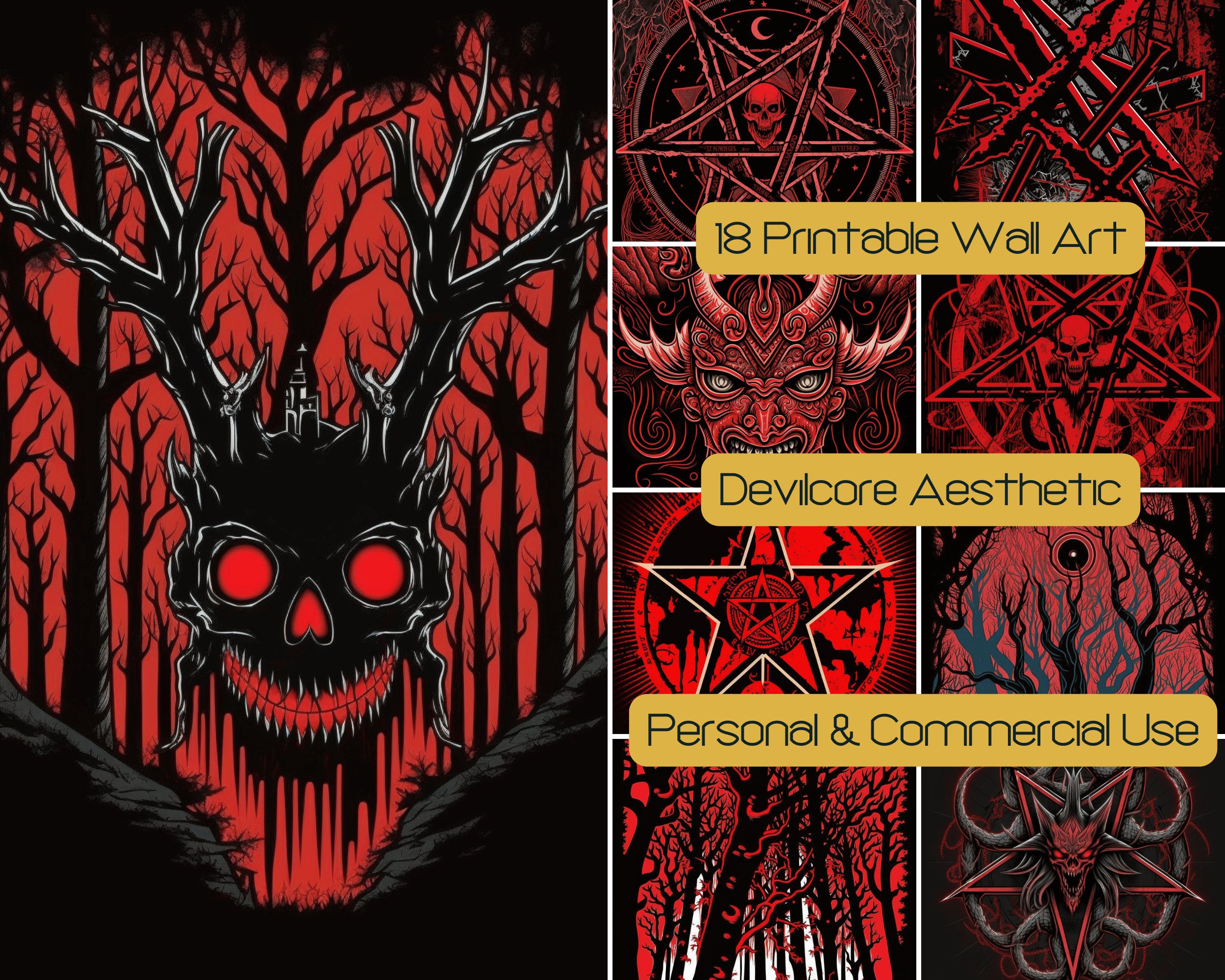 18 Devilcore Digital Wall Art, Printable Poster Home Decor, Pentagram ...