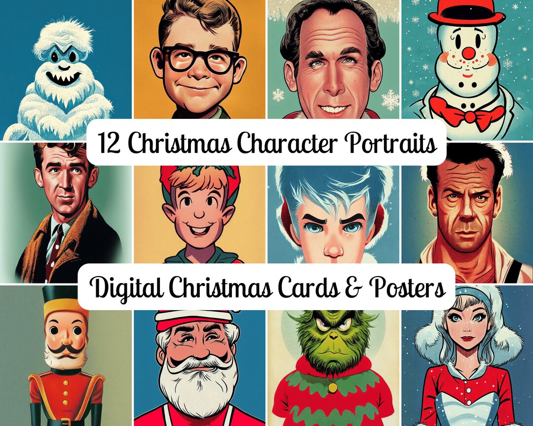 Retro Christmas Character Prints, Archie Comic Style (SVG, Digital ...
