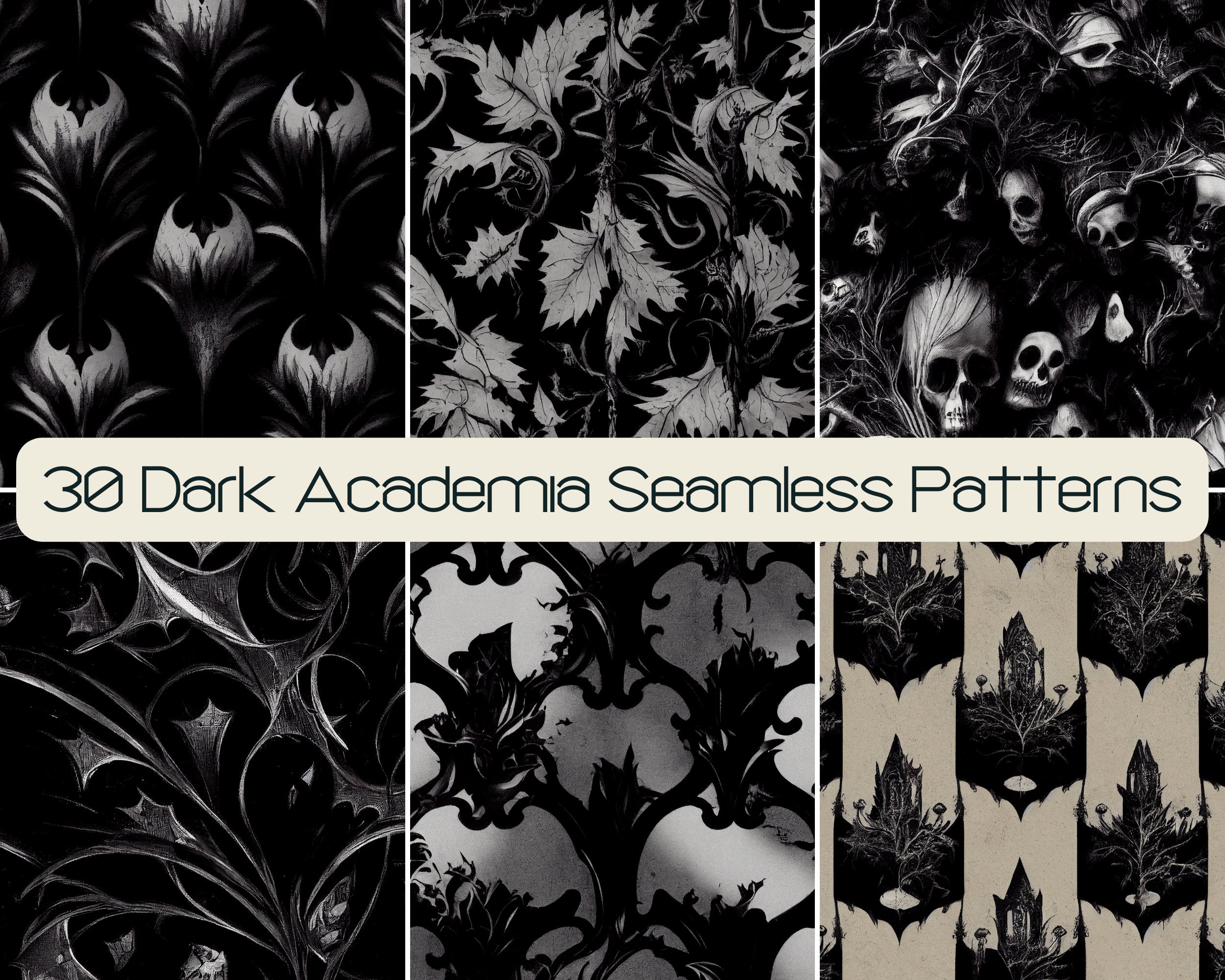 30 Dark Academia Art Patterns Digital Scrapbook Paper Pack - Etsy