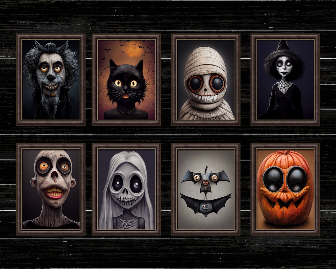 Full Collection of Tim Burton Inspired Halloween Art Prints, Digital ...