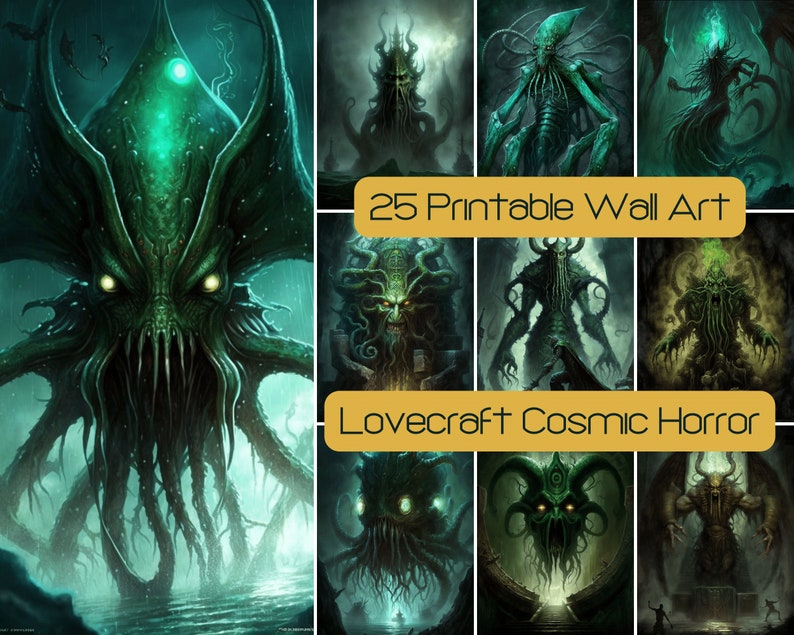 25 Lovecraft Cosmic Horror Prints, Gothic Cthulhu Art (digital Download ...