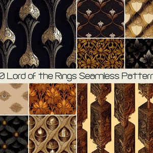 50 Lord of the Rings Seamless Patterns, Fantasy Gothic Art (digital ...