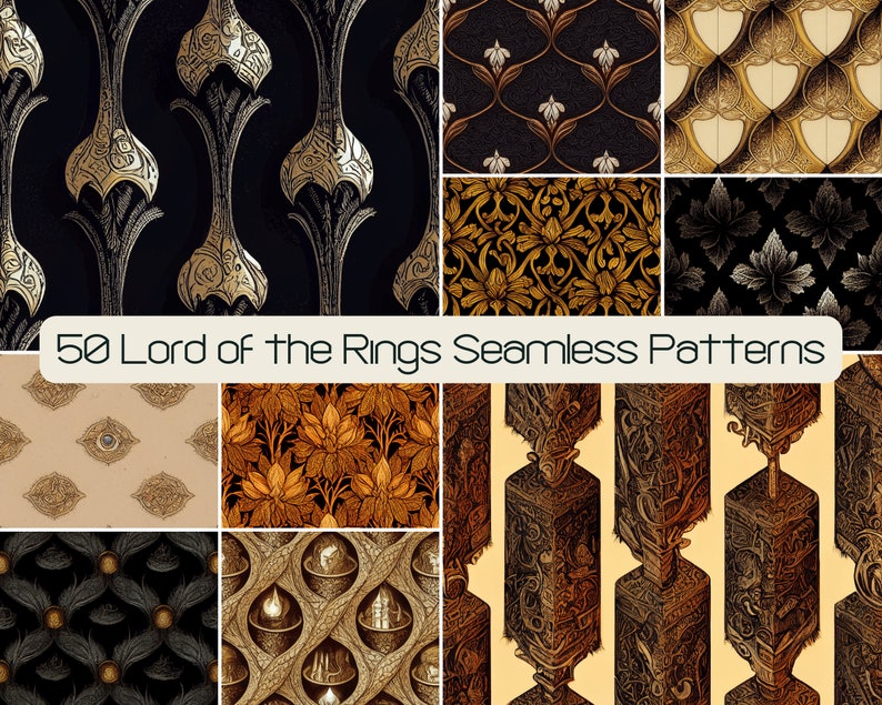 50 Lord of the Ring Seamless Pattern, Digital Scrapbook Paper Pack ...