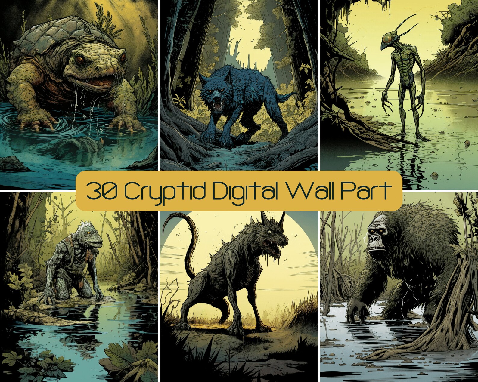 30 Cryptid Digital Wall Art Printable Greeting Card - Etsy