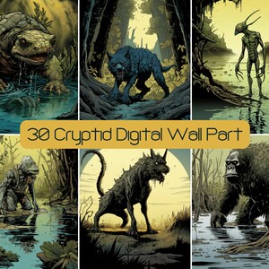 30 Cryptid Digital Wall Art, Printable Greeting Card, Cryptidcore ...