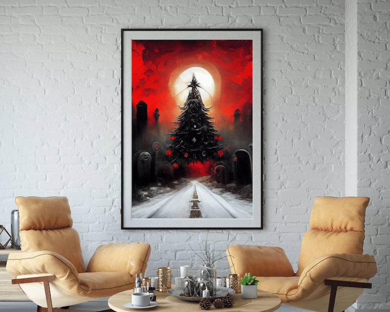 8 Heavy Metal Horror Christmas Art Print, Printable Wall Art Card ...