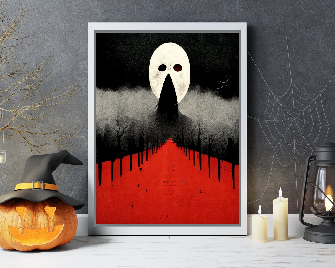 Minimalist Halloween Ghost Print, Gothic Gallery Wall Art (digital ...