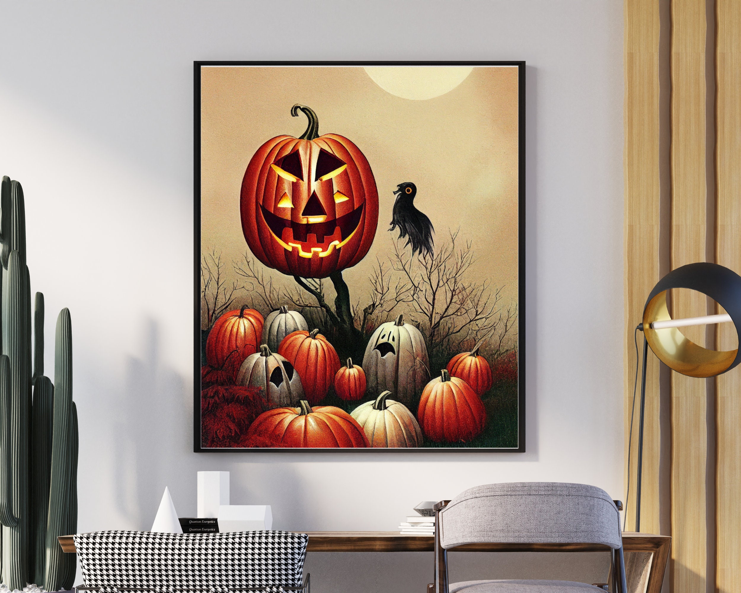 Full Collection of 8 Retro Halloween Art Prints, 1970's Inspired Design ...