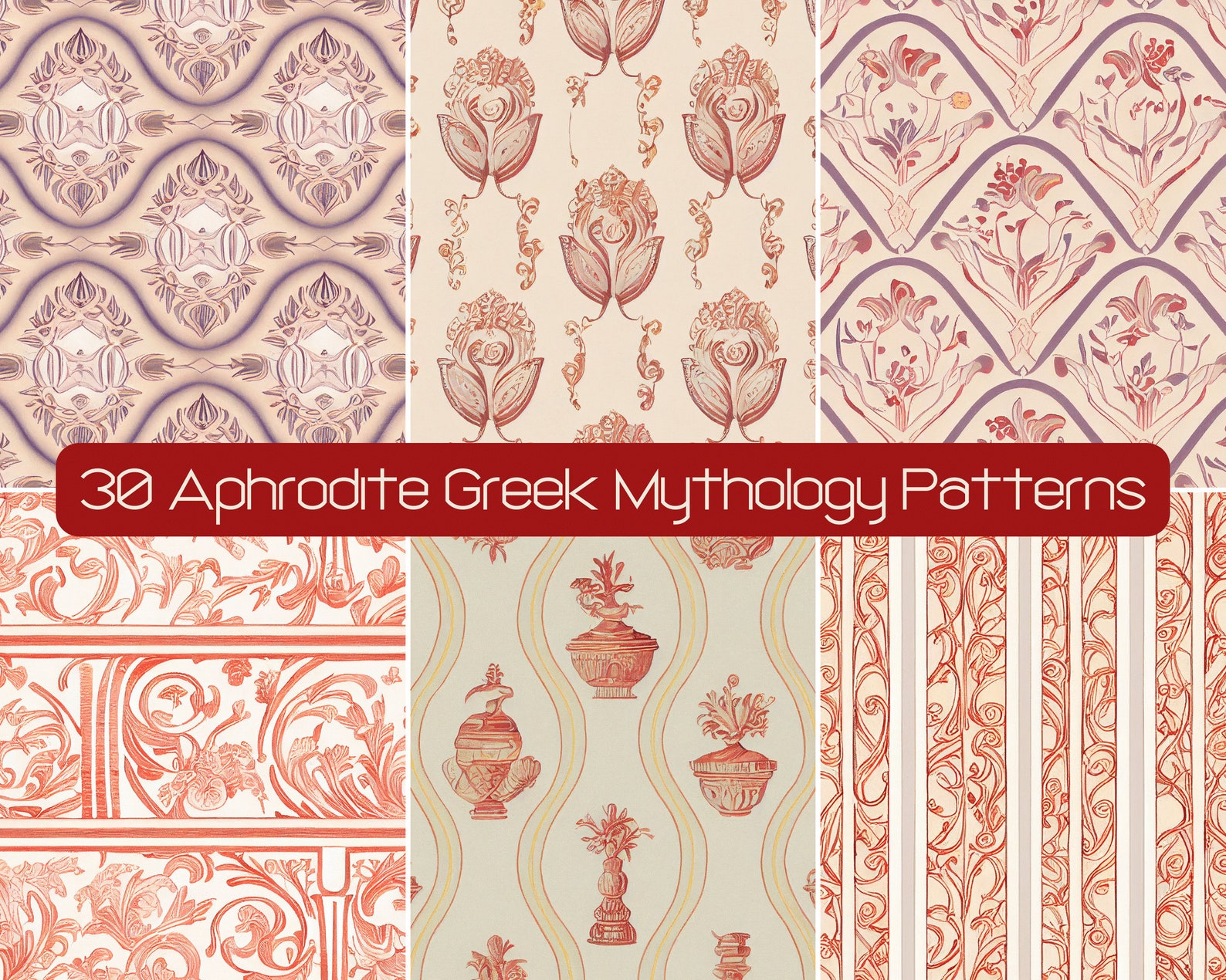 30 Aphrodite Aesthetic Patterns, Digital Scrapbook Paper Pack, Greek ...