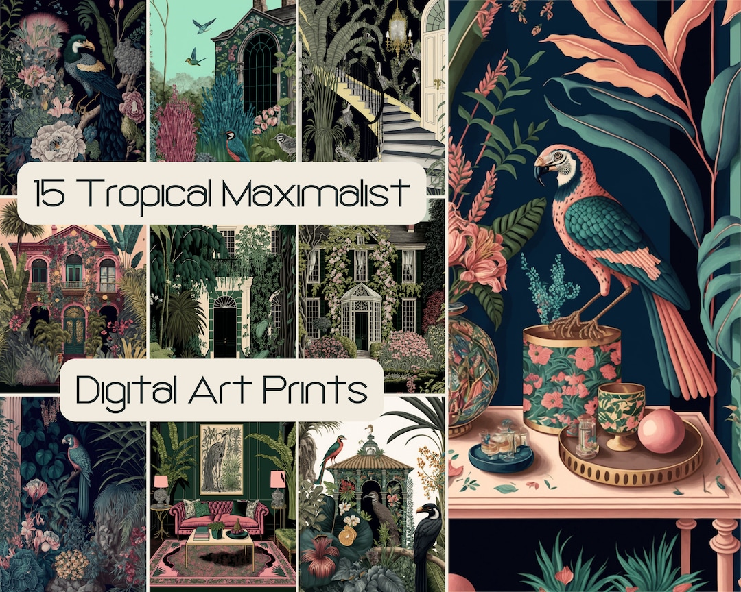 15 Tropical Maximalist Art Prints, Printable Gallery Wall, Digital ...