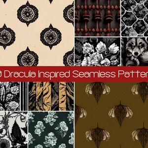 60 Dracula Seamless Pattern, Digital Scrapbook Paper Pack, Goth SVG JPG ...