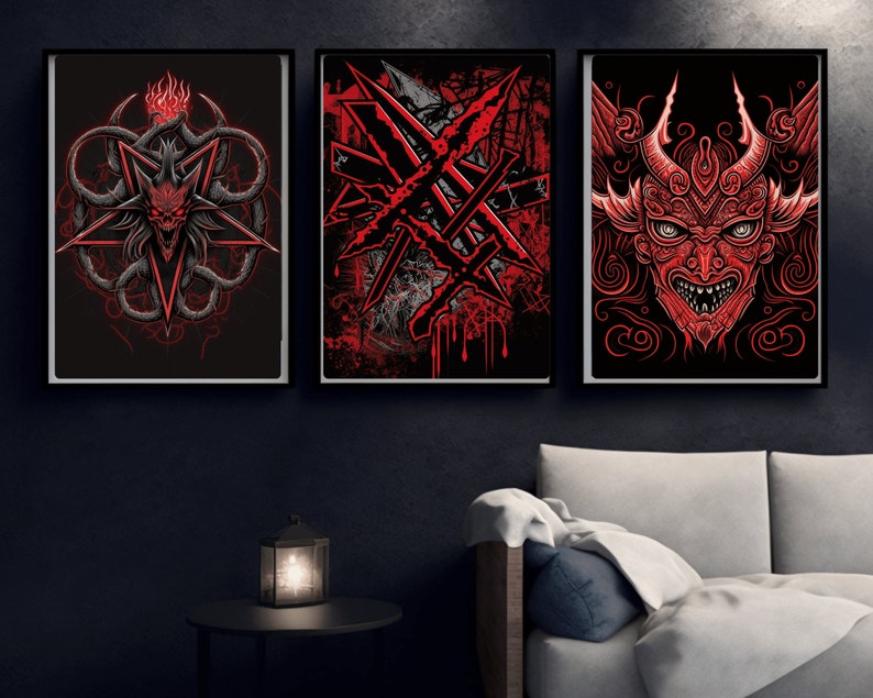 18 Devilcore Digital Wall Art, Printable Poster Home Decor, Pentagram ...