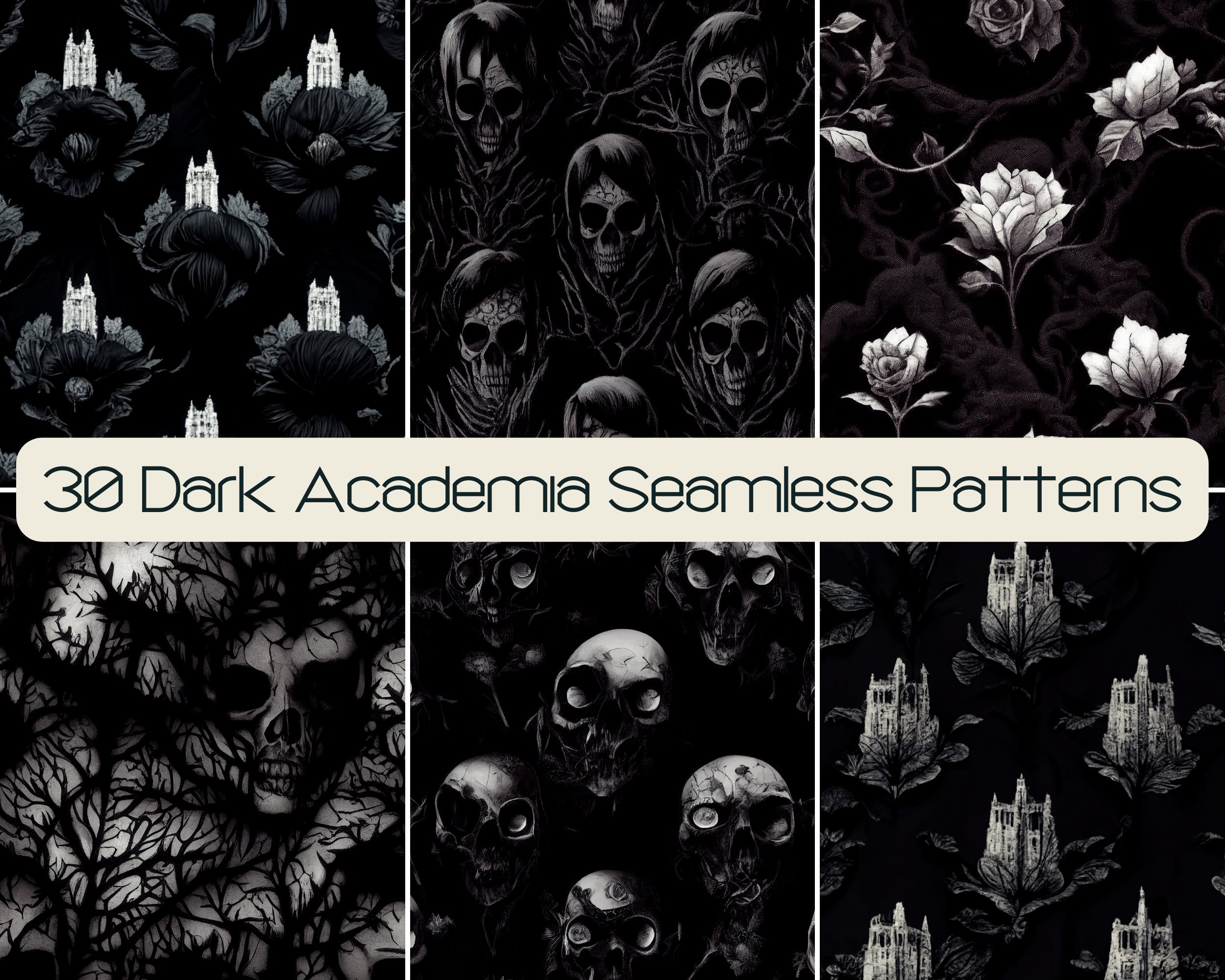 30 Dark Academia Art Patterns Digital Scrapbook Paper Pack - Etsy