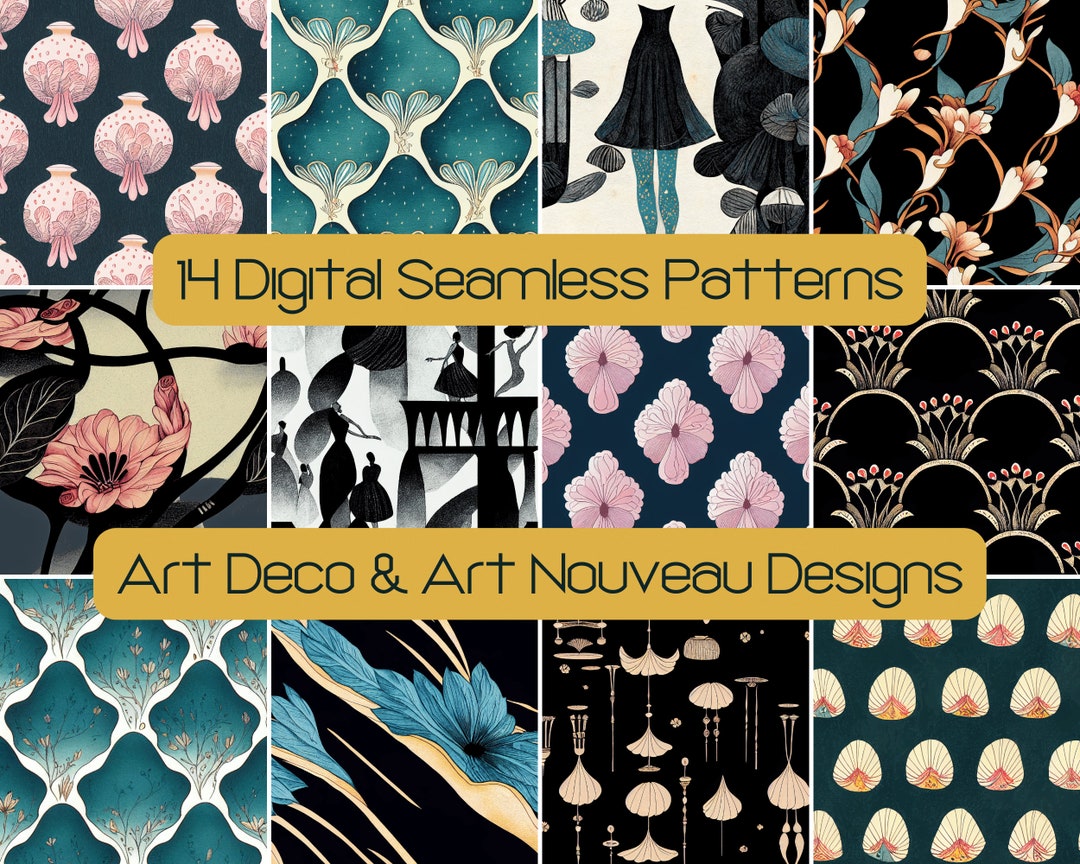 Ballet Art Deco Seamless Pattern Set (SVG, JPG) - Etsy