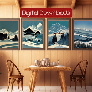 20 Mid Century Modern Winter Print, Wall Art Vintage Christmas ...