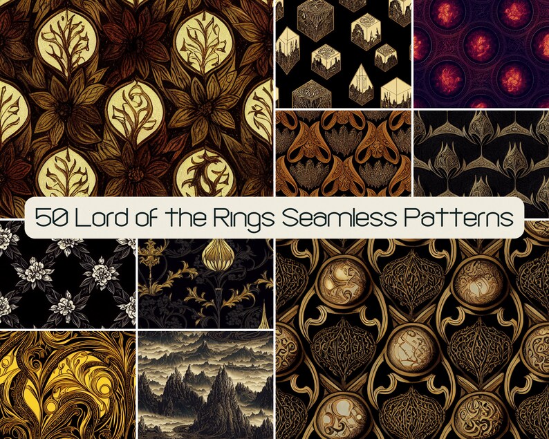 50 Lord of the Ring Seamless Pattern, Digital Scrapbook Paper Pack ...