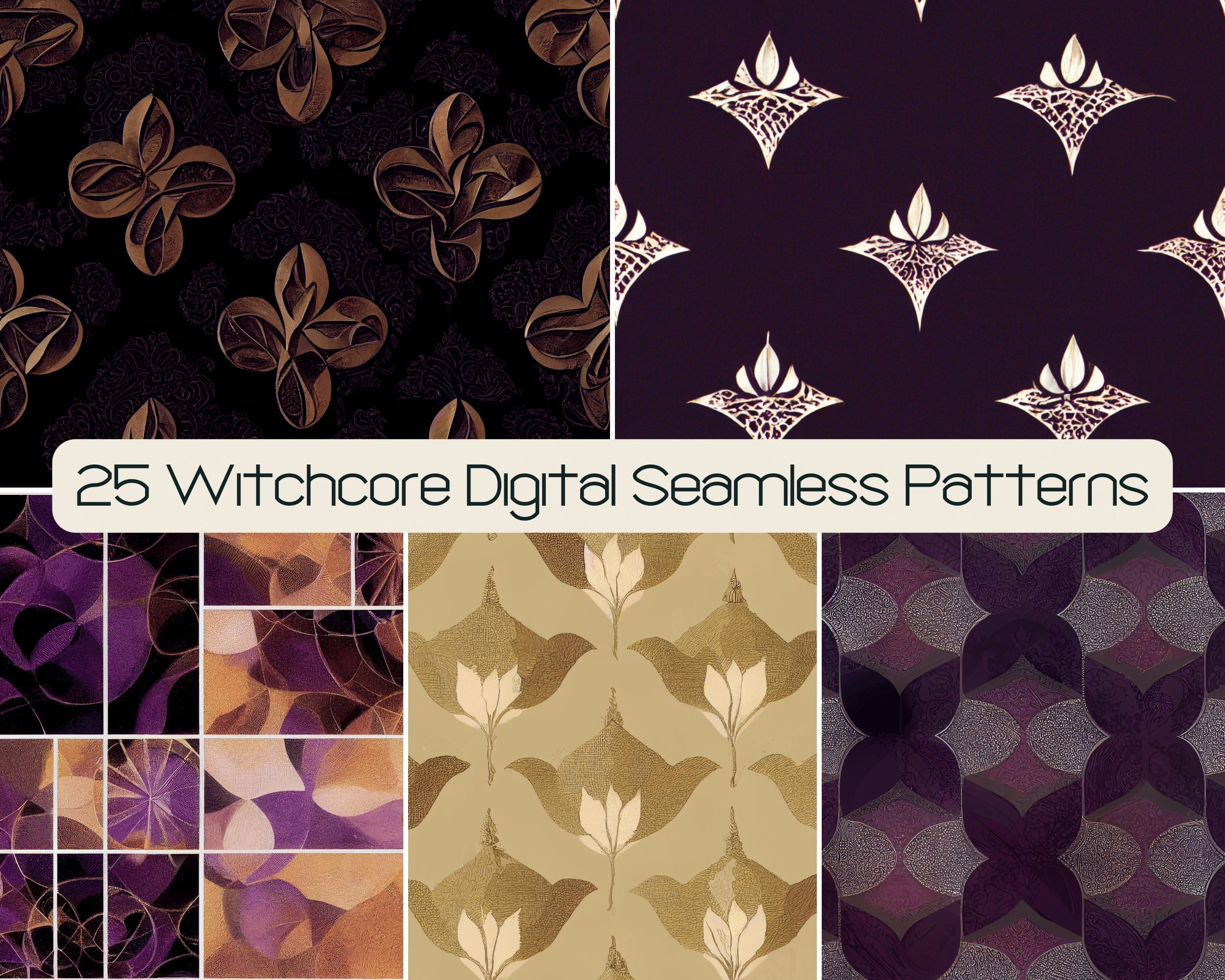 25 Witchcore Digital Seamless Patterns, Printable Scrapbook Paper ...