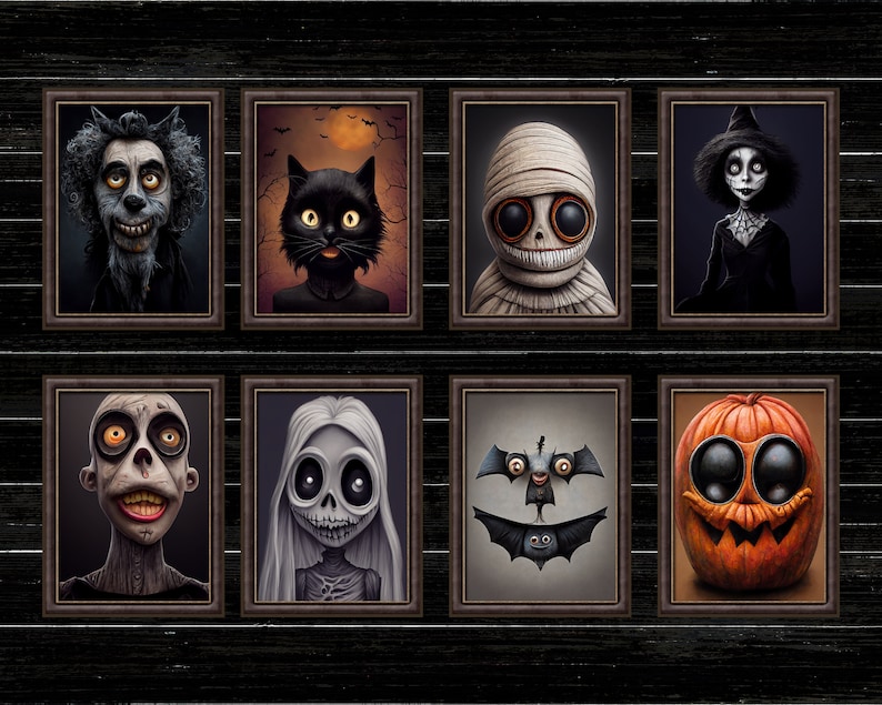 Full Collection of Tim Burton Inspired Halloween Art Prints, Digital ...