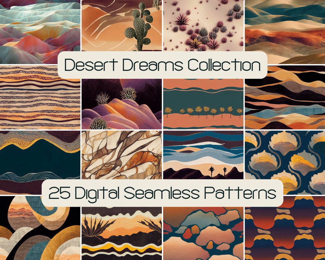 25 Desert Dream Seamless Pattern, Digital Scrapbook Paper Pack ...
