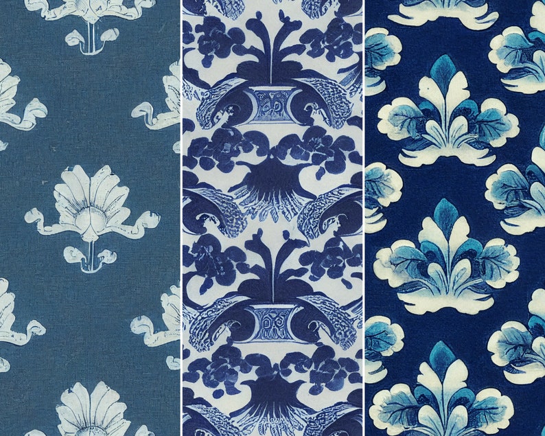 12 Chinoiserie Wallpaper Patterns, Digital Scrapbook Paper Pack SVG ...