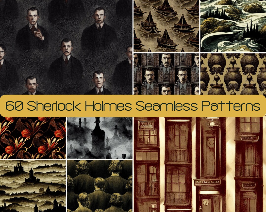 60 Sherlock Holmes Seamless Pattern, Digital Scrapbook Paper SVG ...