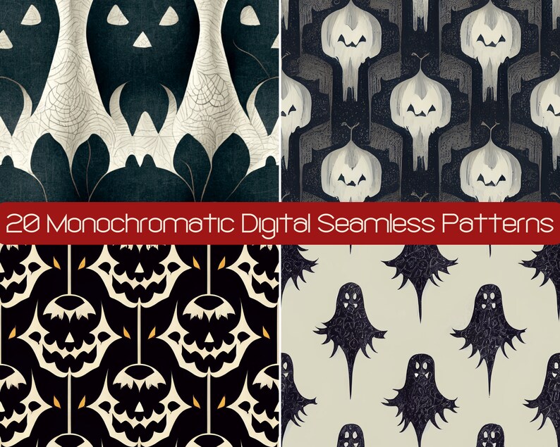 20 Monochromatic Gothic Seamless Pattern Tiles Digital - Etsy