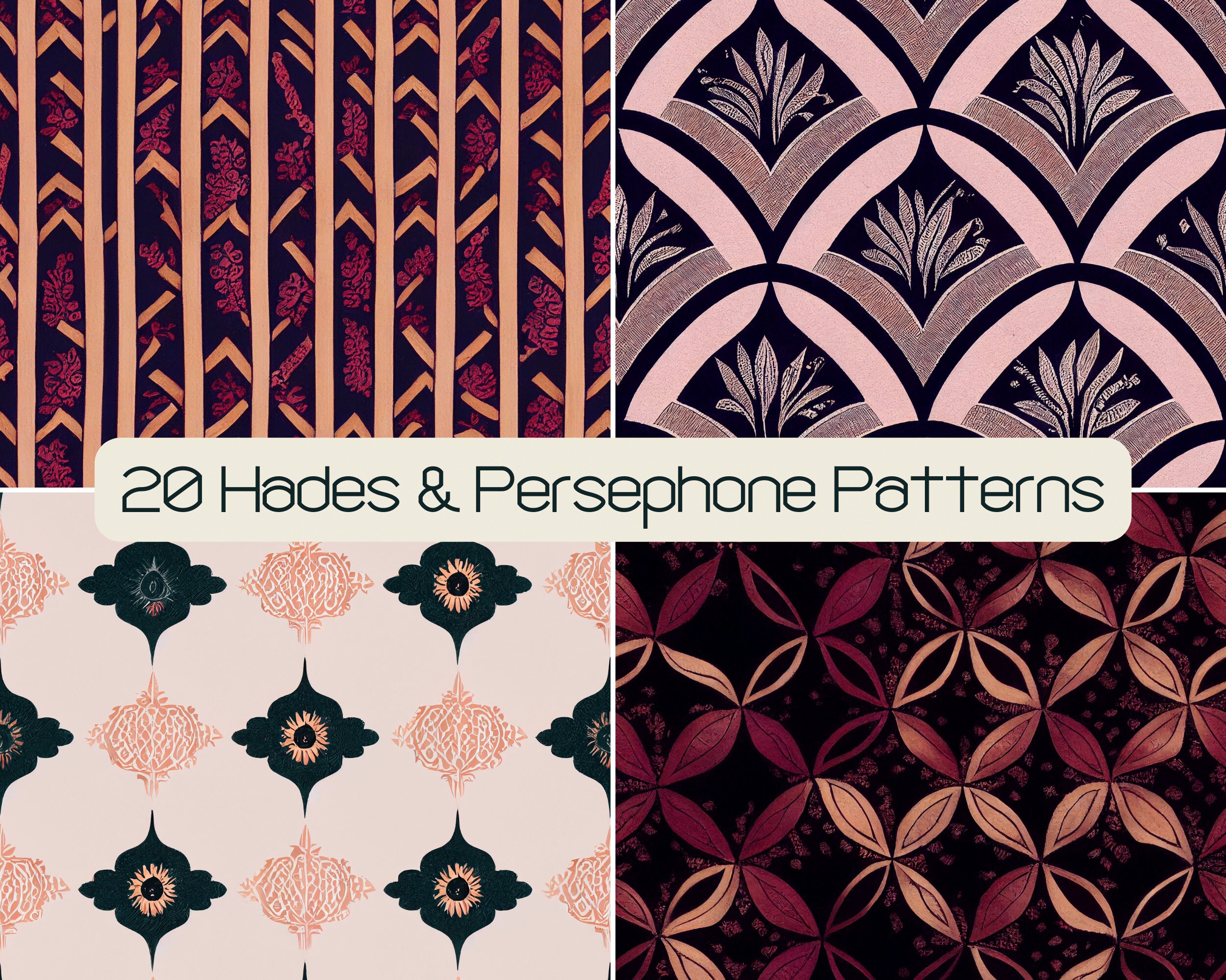 20 Hades and Persephone Patterns, Digital Scrapbook Paper Pack, Greek ...