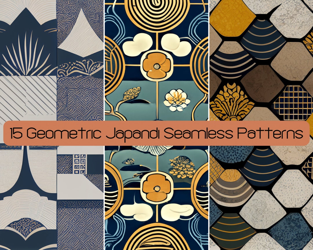 15 Geometric Japandi Art Wallpaper Pattern, Digital Scrapbook Paper ...