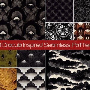 60 Dracula Seamless Pattern, Digital Scrapbook Paper Pack, Goth SVG JPG ...