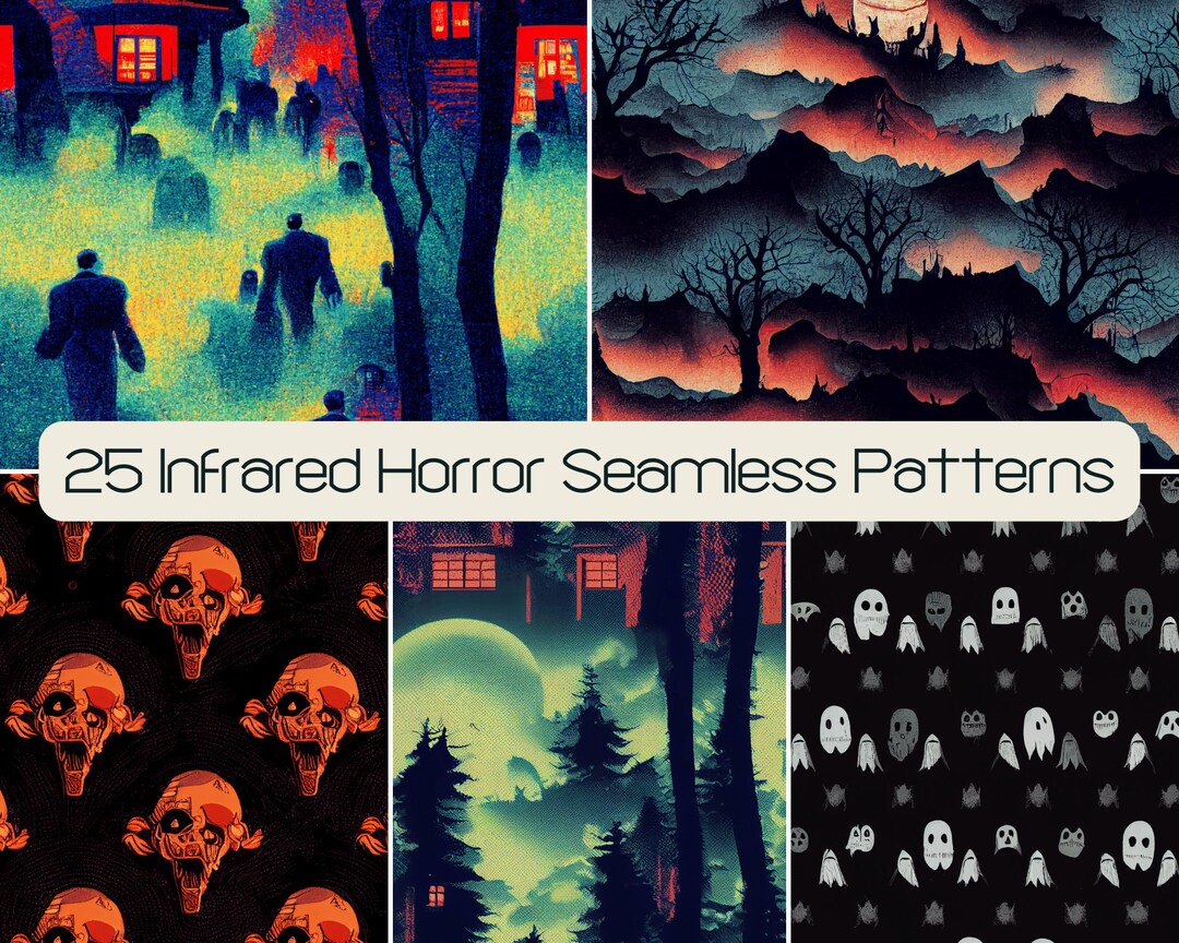 25 Infrared Horror Seamless Patterns, Goth Scrapbook Paper (SVG & JPG ...