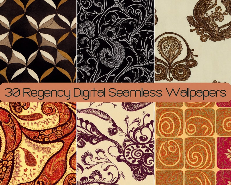 30 Regency Wallpaper Design, Digital Scrapbook Paper Pack, Commercial ...