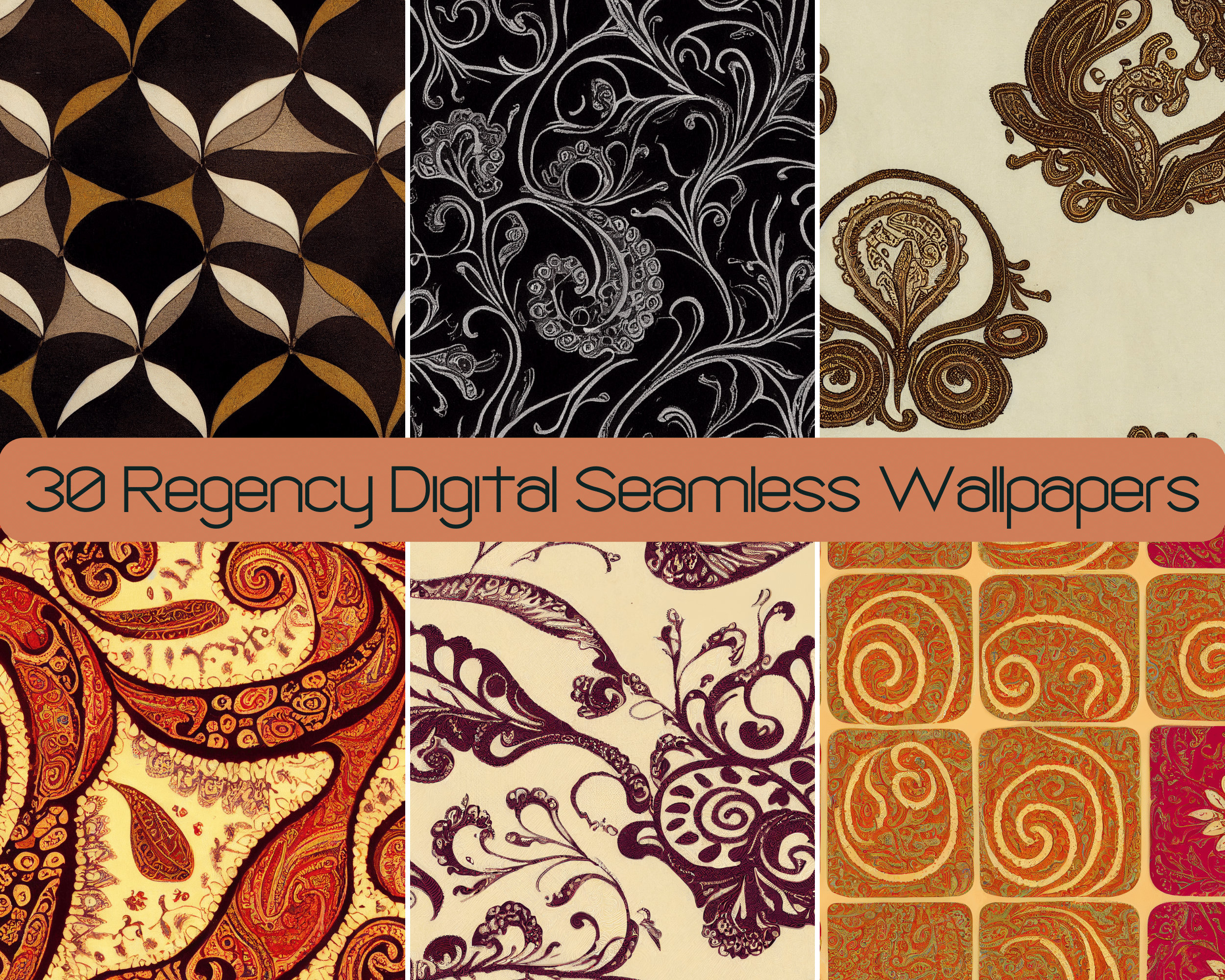 30 Regency Wallpaper Design, Digital Scrapbook Paper Pack, Commercial ...