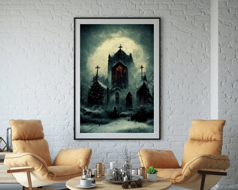 8 Heavy Metal Horror Christmas Art Print, Printable Wall Art Card ...