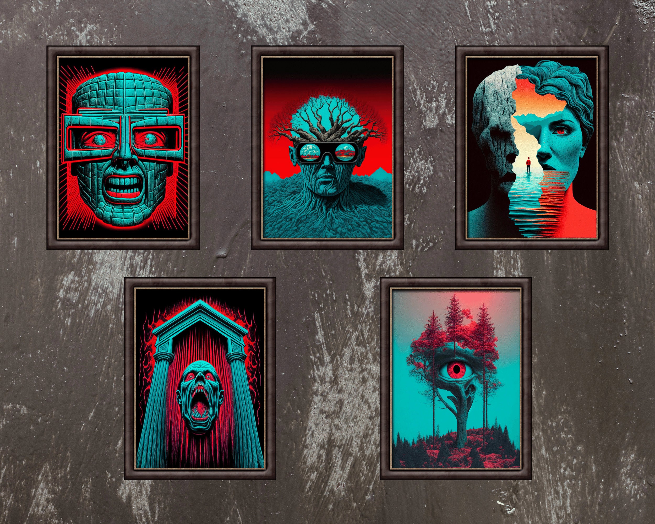 25 Anaglyph Horror Digital Wall Art Printable Poster Home - Etsy