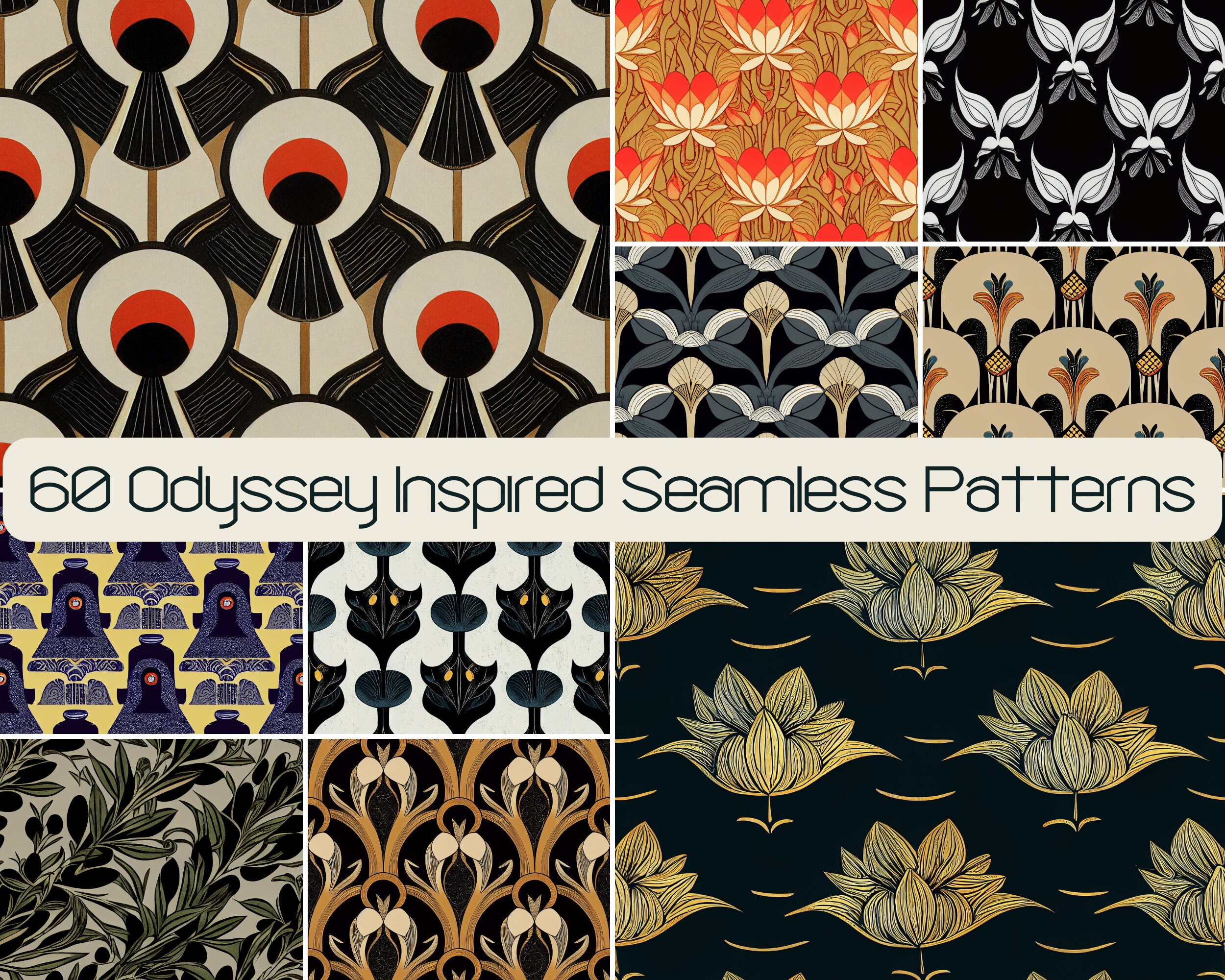 60 Odyssey Patterns, Digital Scrapbook Paper Pack, Greek Mythology ...