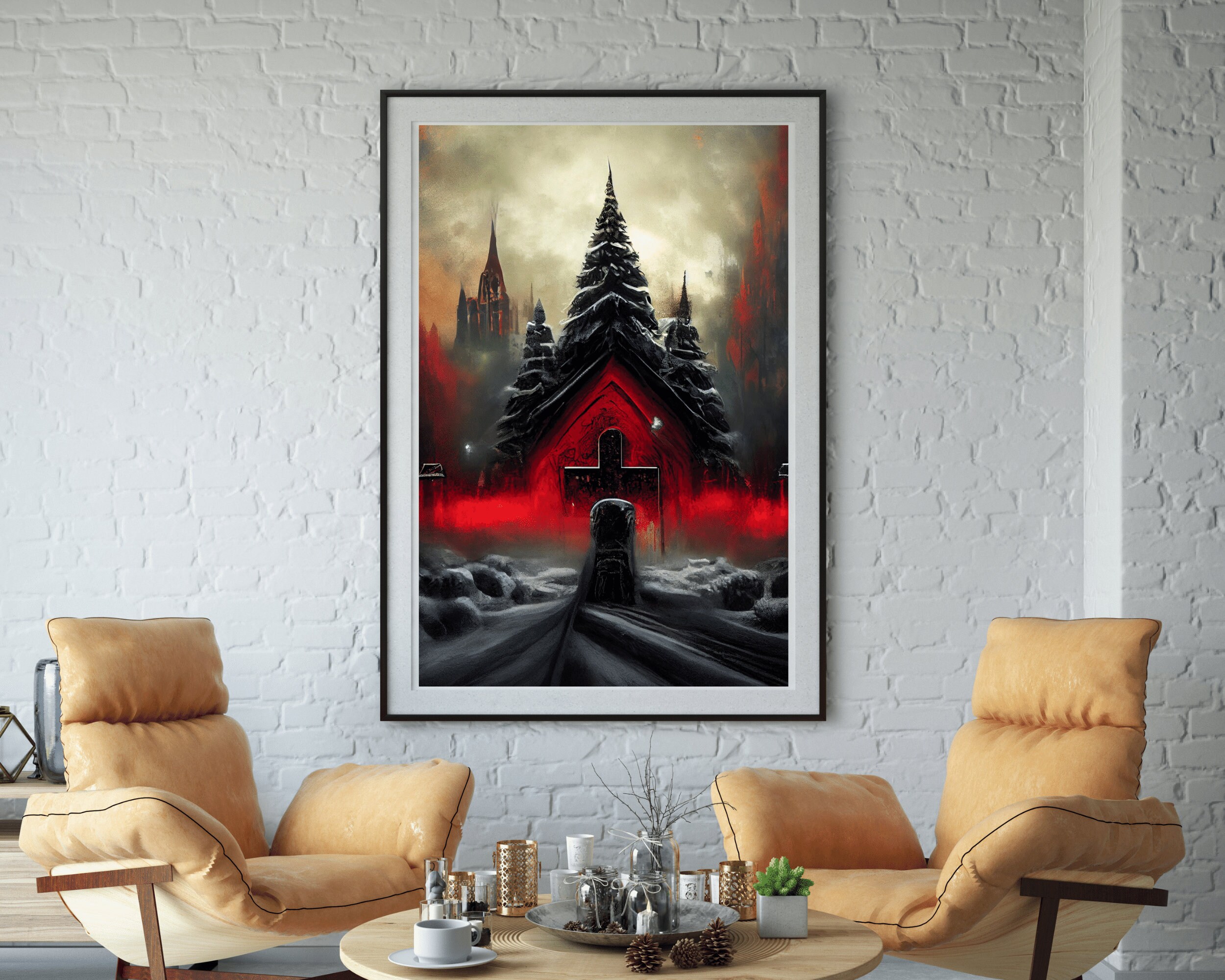 8 Heavy Metal Horror Christmas Art Print, Printable Wall Art Card ...