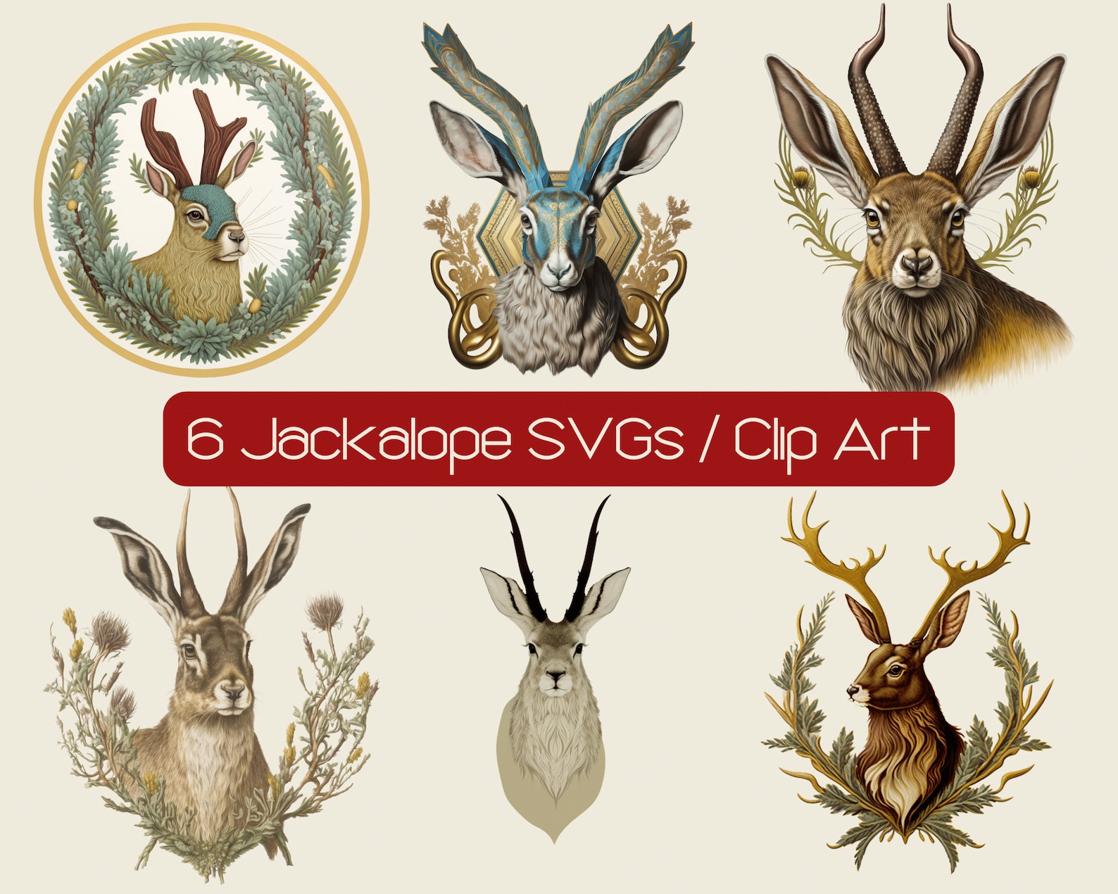 Jackalope Clip Art, Desert Cryptid Illustration (SVG, JPG) - Etsy